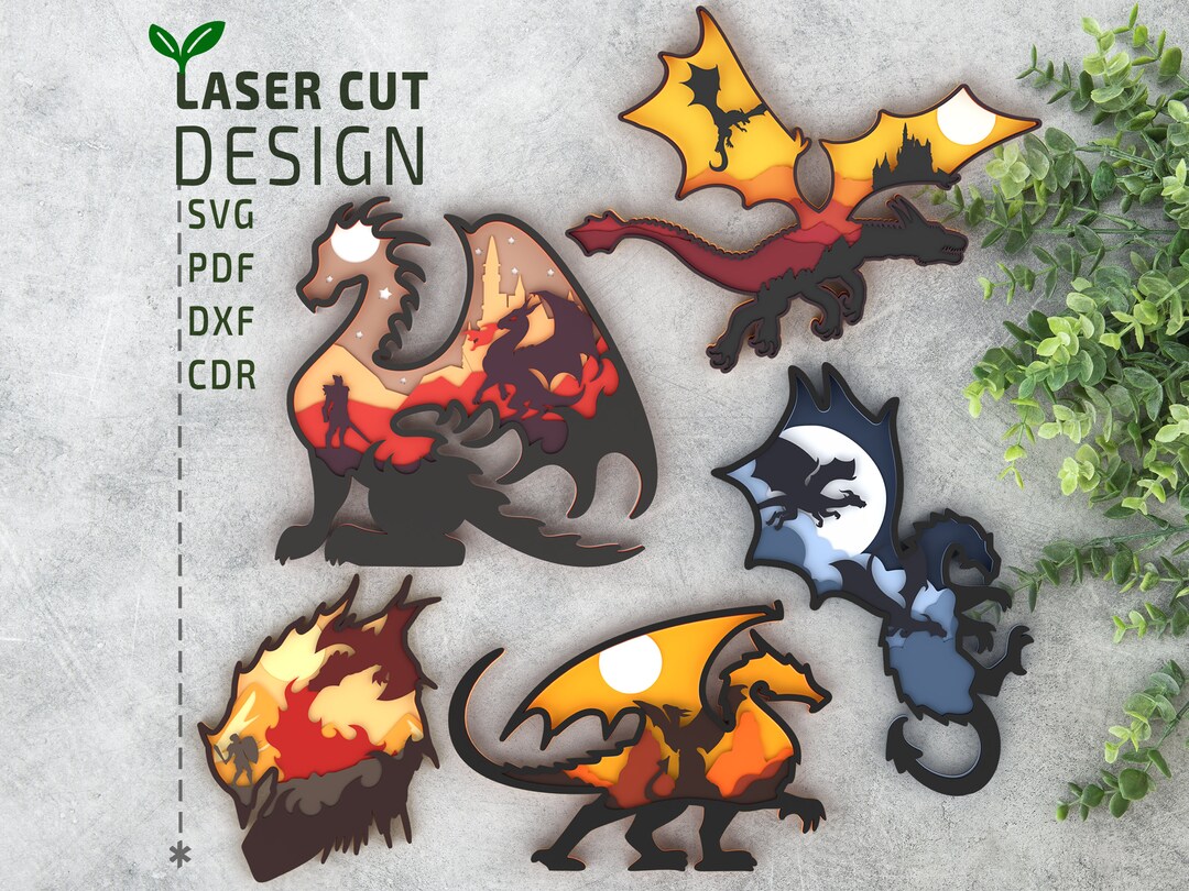 Dragon Layered SVG Bundle, Laser Cut Files, Multilayer Laser Cut File ...