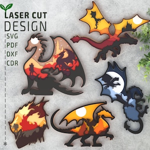 Dragon Layered SVG Bundle, Laser Cut Files, Multilayer Laser Cut File ...