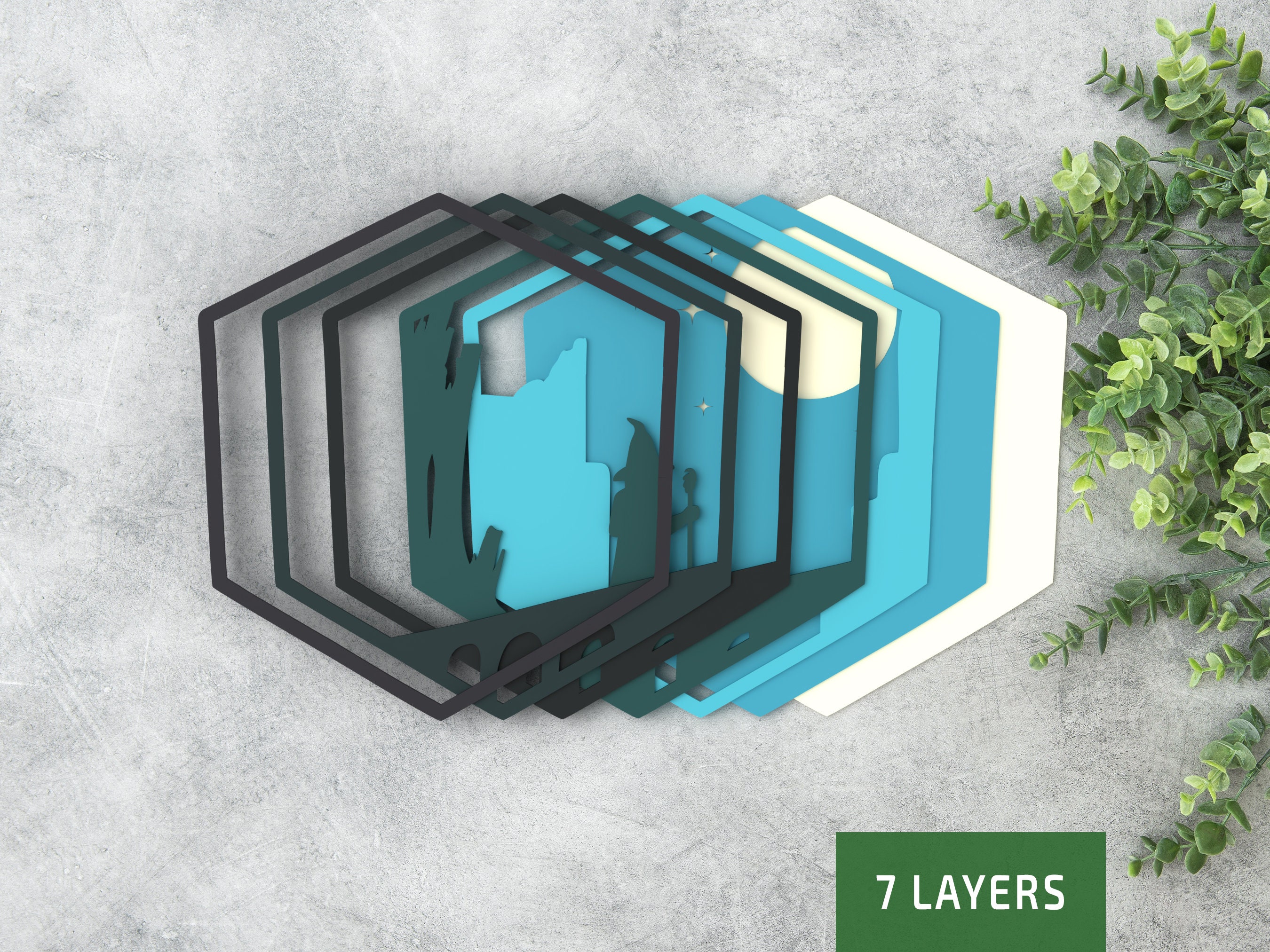 D20 Dice Wizard Layered SVG Laser Cut File for Glowforge , Multilayer ...