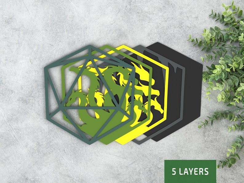 D20 Hydra Layered SVG Laser Cut File for Glowforge - Etsy