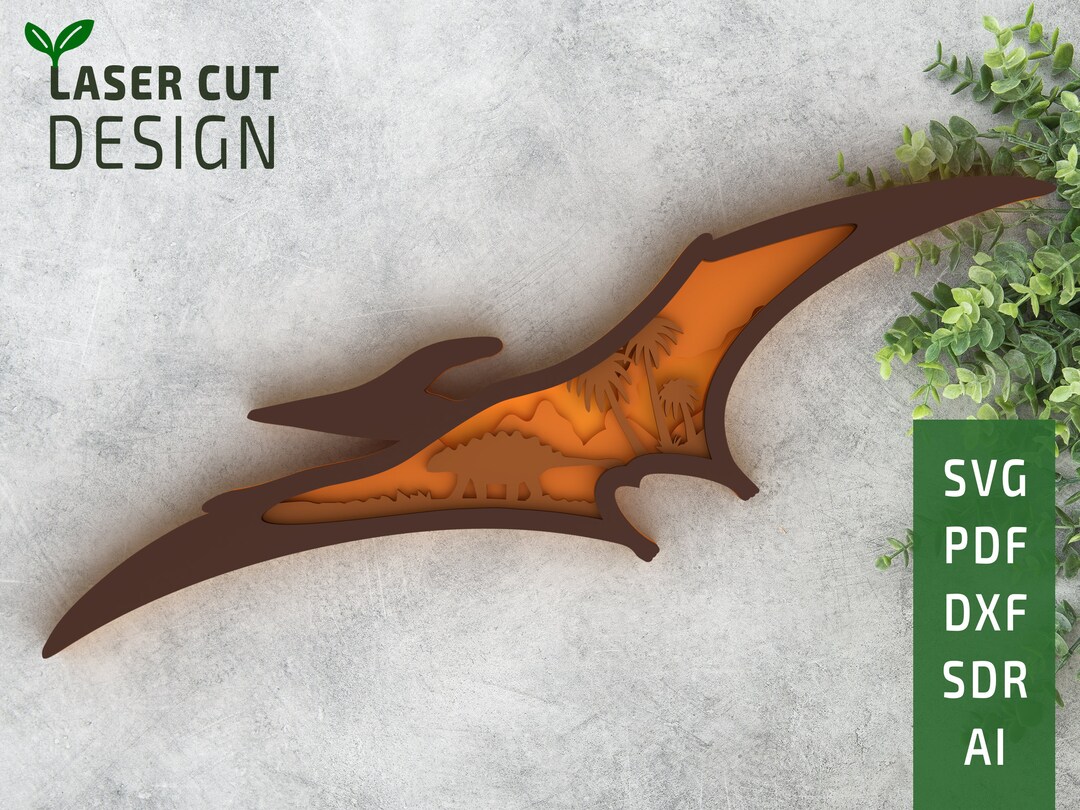Pterodactyl Dinosaurier SVG Laser cut Datei, Glowforge, mehrschichtige ...