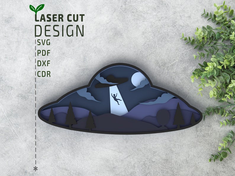 UFO Layered SVG File for Laser Cutting and Paper Cutting, Glowforge ...