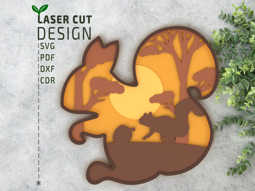 Squirrel Layered SVG, Laser Cut Files, Multilayer Svg, Cricut Files, Glowforge Files, 3d ...