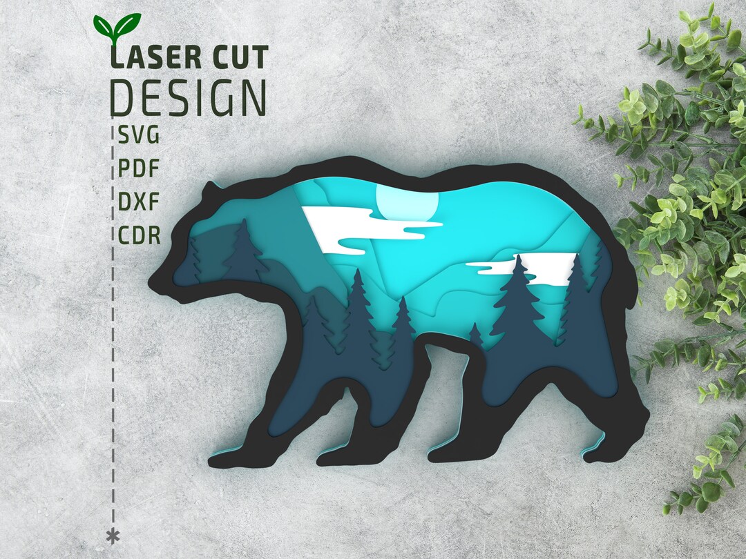 Bear Layered SVG Laser Cut File for Glowforge , Multilayer 3d Laser ...