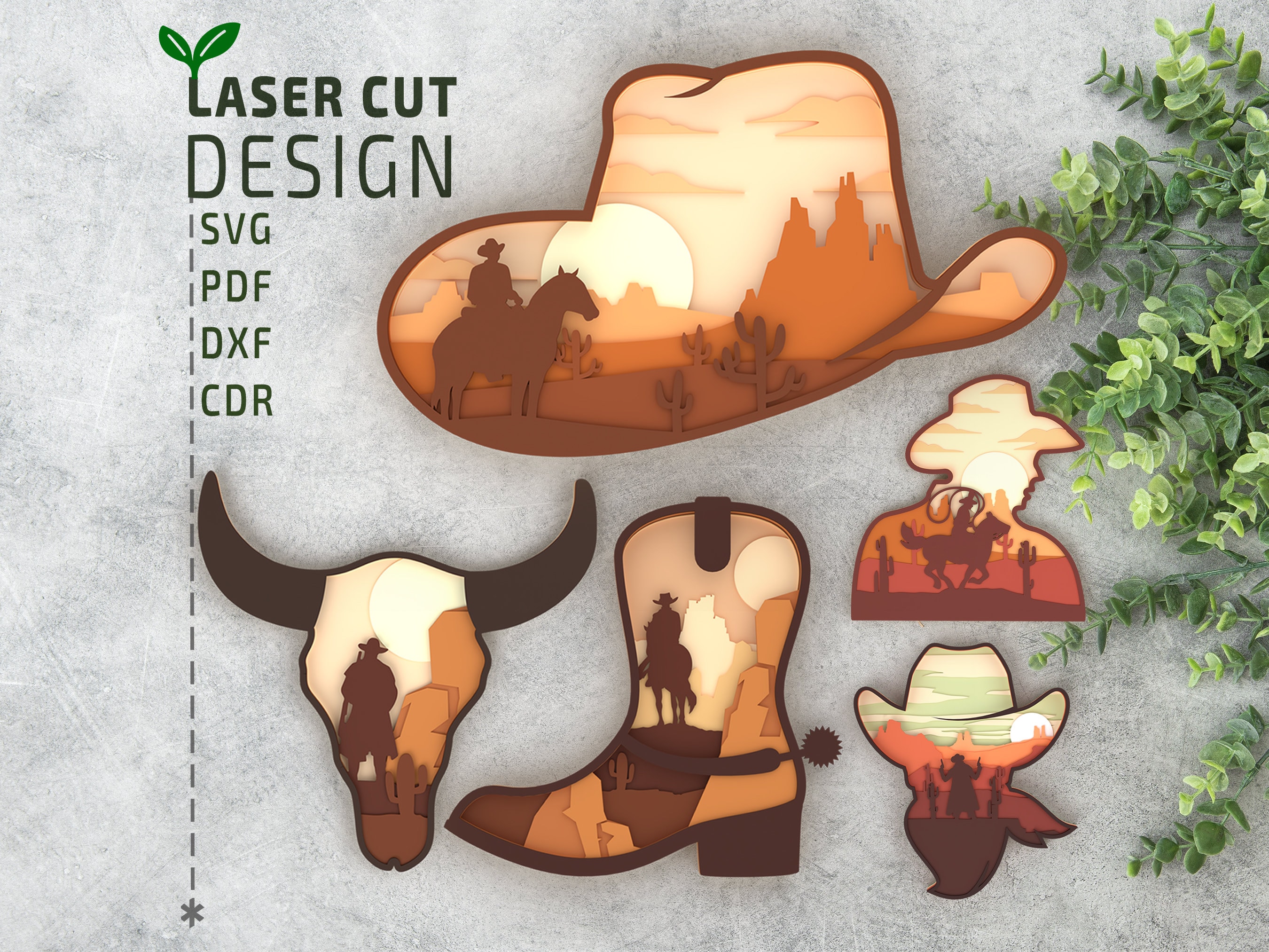 Cowboy Bundle Layered SVG Cut File for Laser Cutting Paper - Etsy Canada