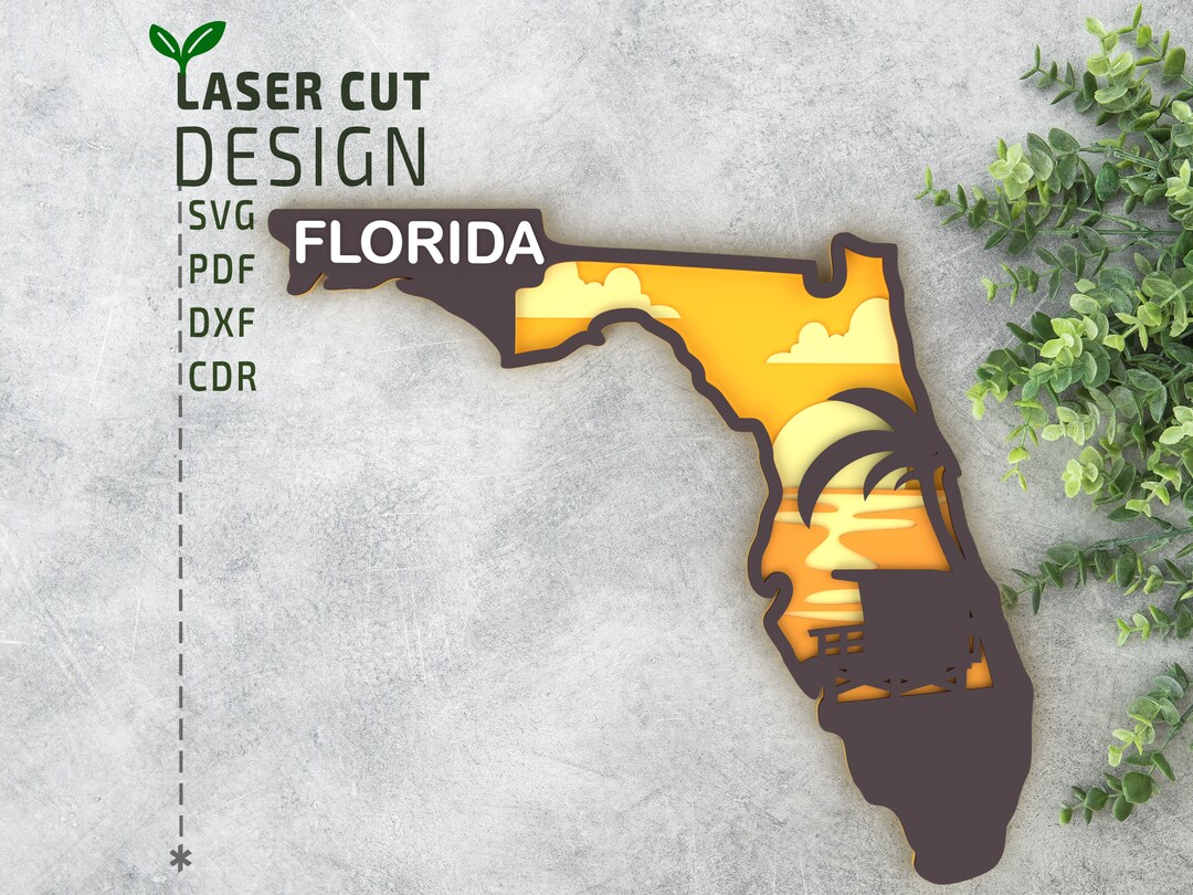 Florida USA States Layered SVG Laser Cut File, Glowforge , Multilayer ...