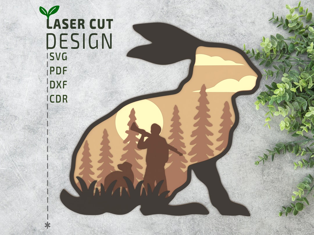 Rabbit Hunting Laser Cut Files SVG, Layered SVG, Multilayer Laser Cut ...