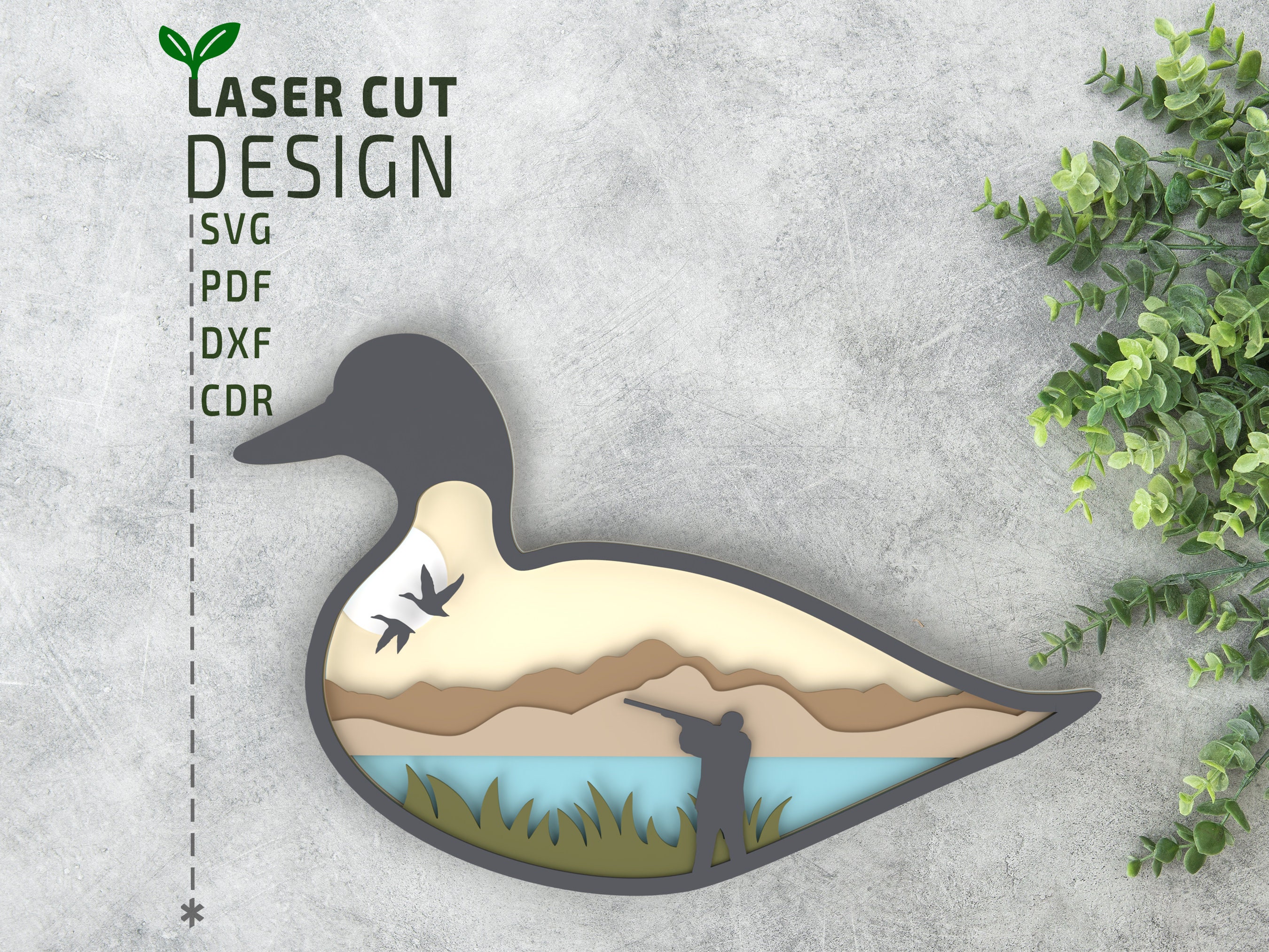 Duck Hunting, Duck Hunter Laser Cut Files SVG, Layered SVG, Multilayer ...