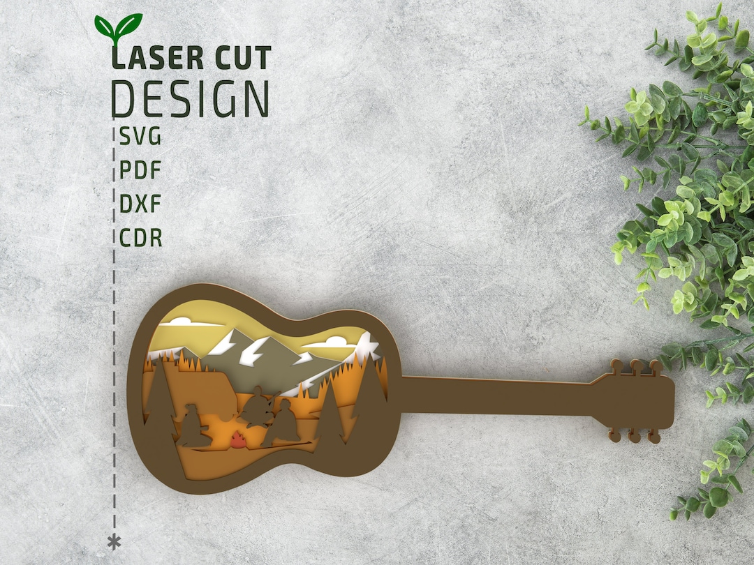Camping Guitar Layered SVG Cut File for Laser Cut and Paper Cut ...