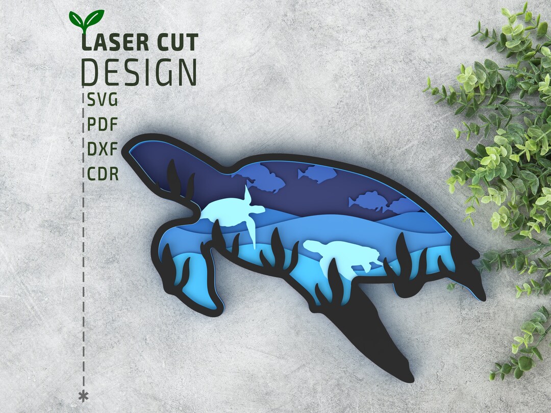 Turtle Layered SVG Cut File for Laser Cutting, Paper Cutting ...