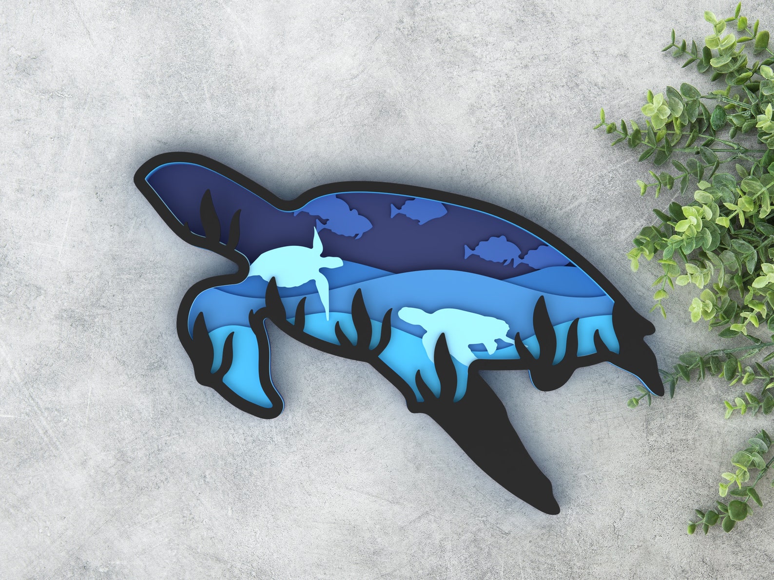 Sea Creatures Bundle Layered SVG Cut File for Laser Cutting, Paper ...