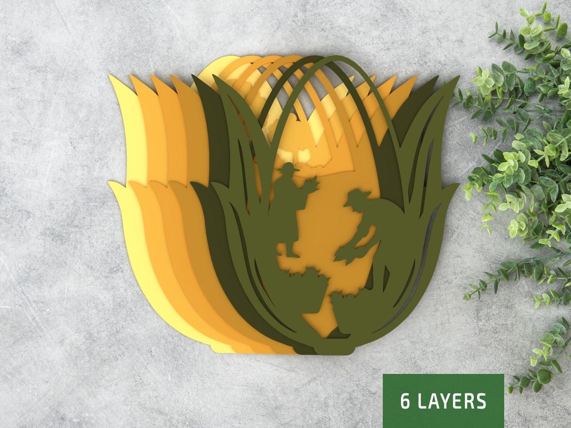 Corn With Farm Scene Layered SVG – Laser Cut File Multilayer 3D ...