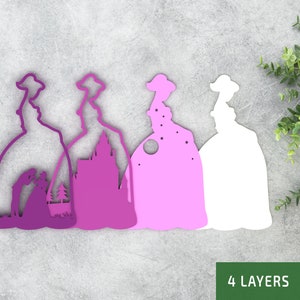 Princess Bundle Layered SVG Laser Cut File for Glowforge , Multilayer ...