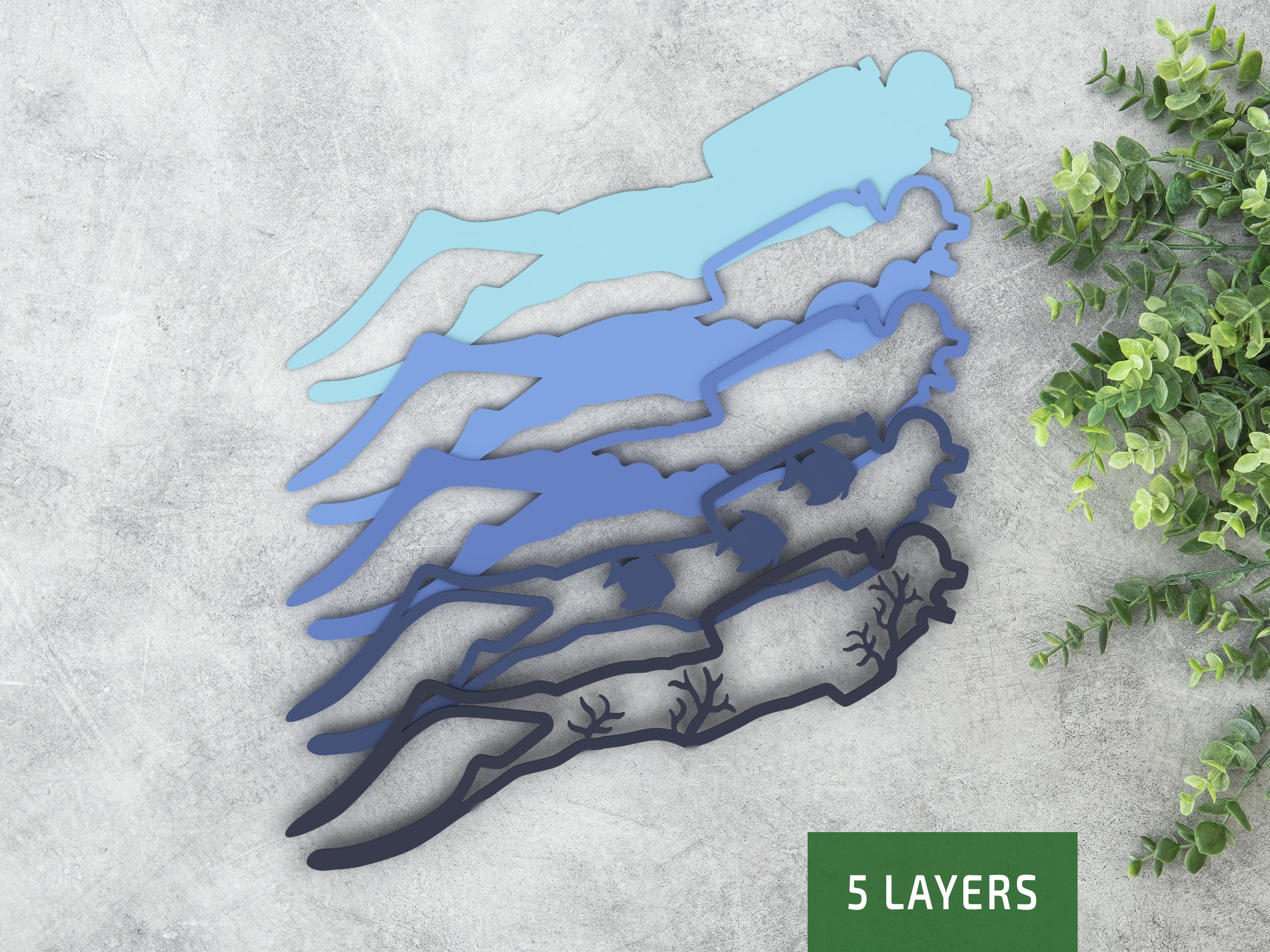 Scuba Diver Layered SVG Laser Cut File, Multilayer Svg, 3d Svg ...