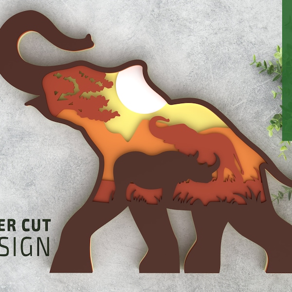 Layered Elephant Svg - Etsy