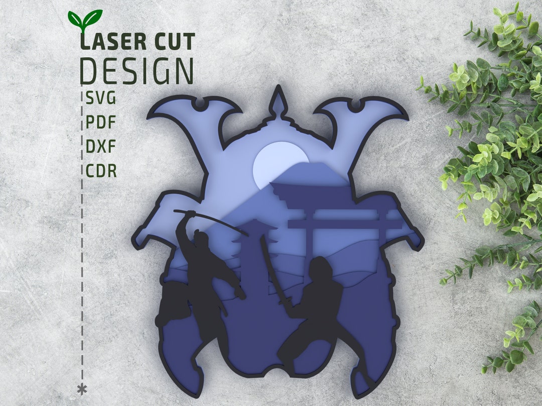 Samurai Helmet Laser Cut File – Layered SVG Multilayer 3D Papercut ...