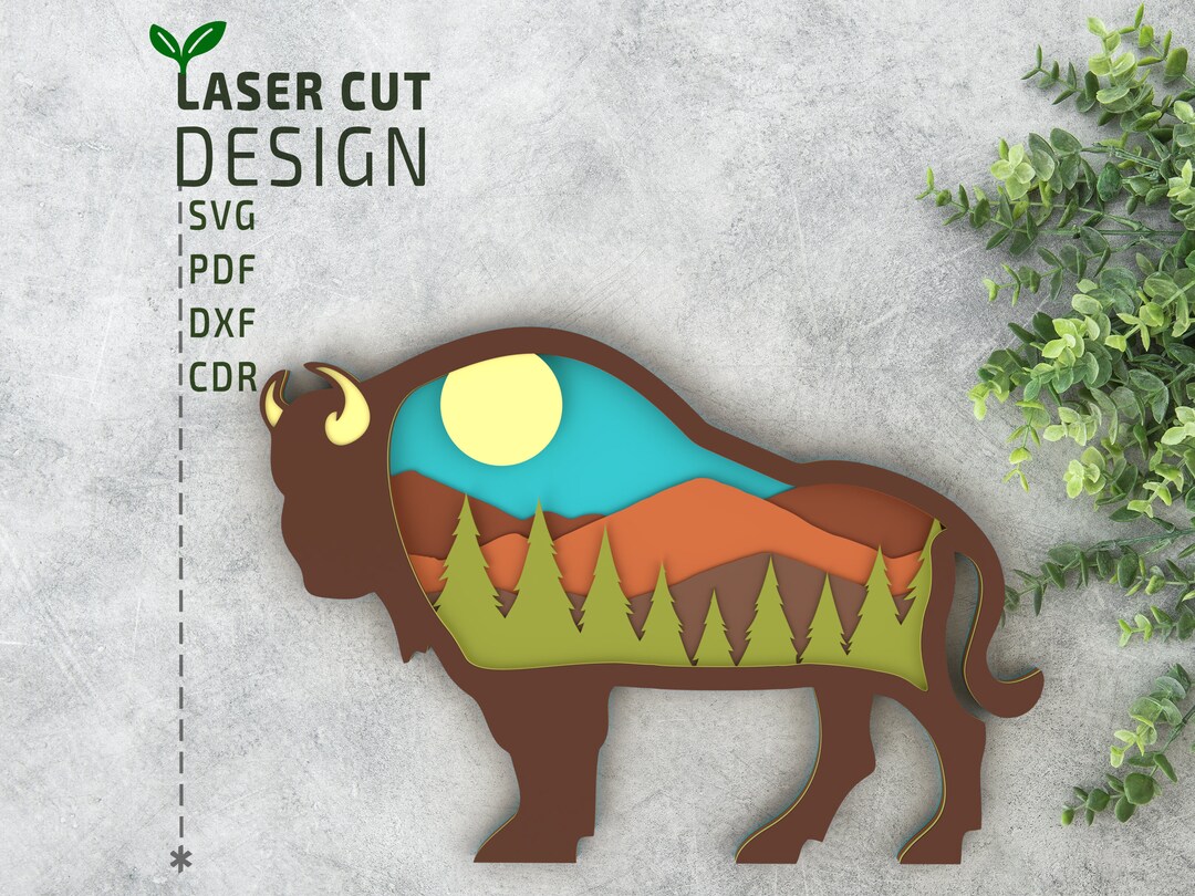Bison Laser Cut Files SVG, Layered SVG, Multilayer Laser Cut File ...