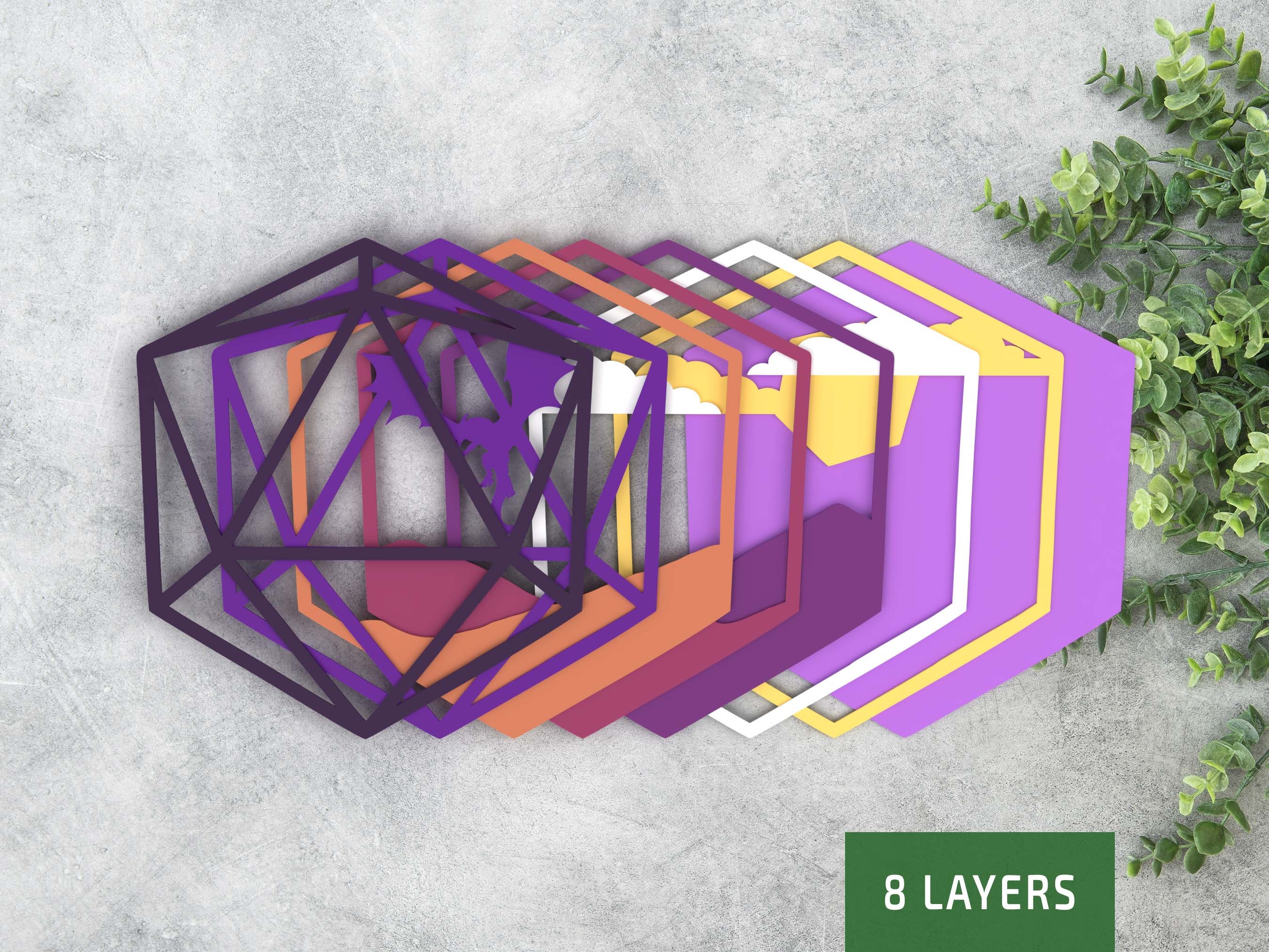D20 Dice Dragon Layered SVG Cut File for Laser Cutting Paper - Etsy
