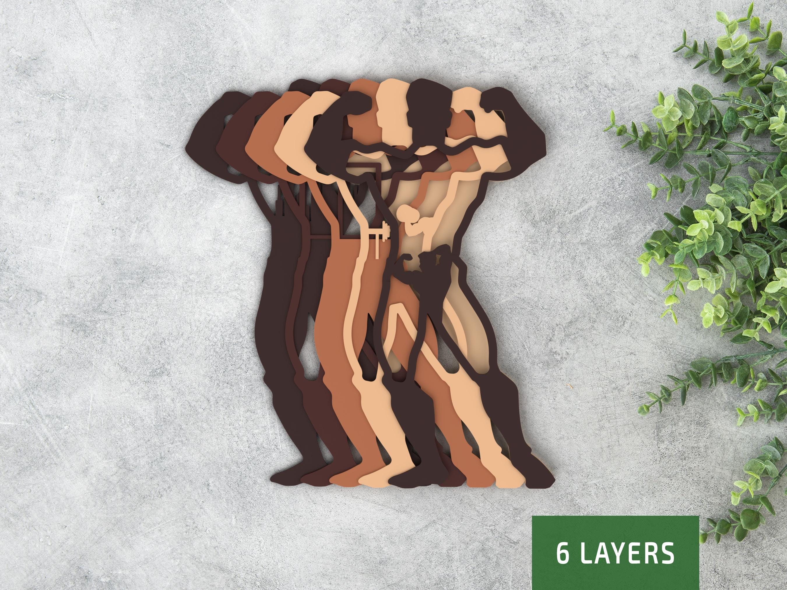 Bodybuilder Laser Cut File – Layered SVG Multilayer 3D Papercut Design ...
