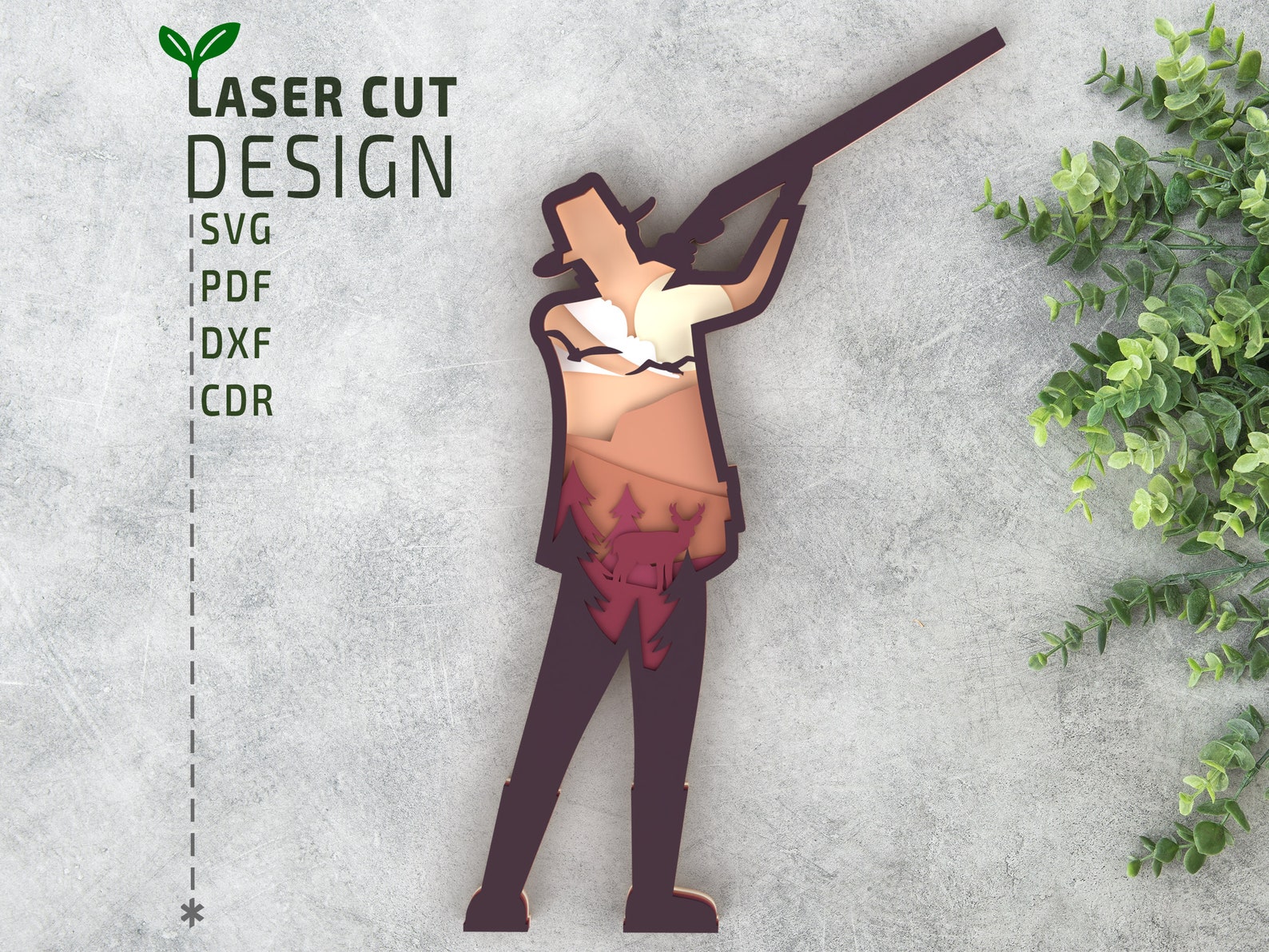 Hunter Laser Cut Files SVG, Layered SVG, Multilayer Laser Cut File ...