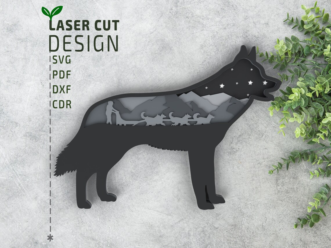 Husky Dog Laser Cut File – Layered SVG Multilayer 3D Design for Winter ...