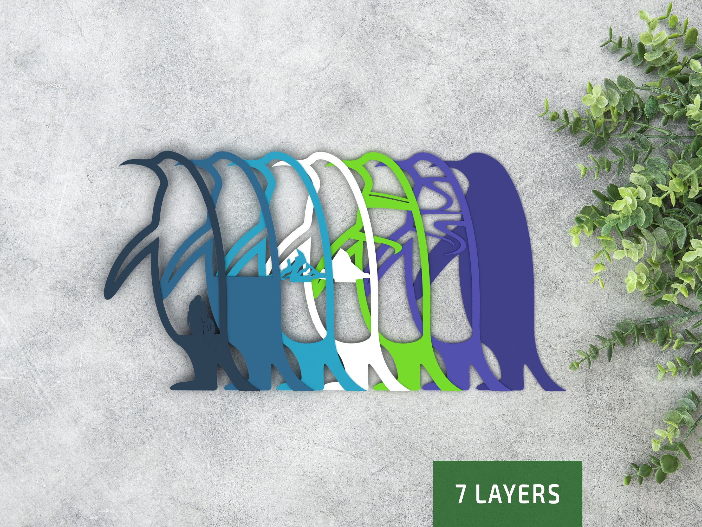 Penguin Laser Cut File – Layered SVG Multilayer 3D Papercut Design for ...