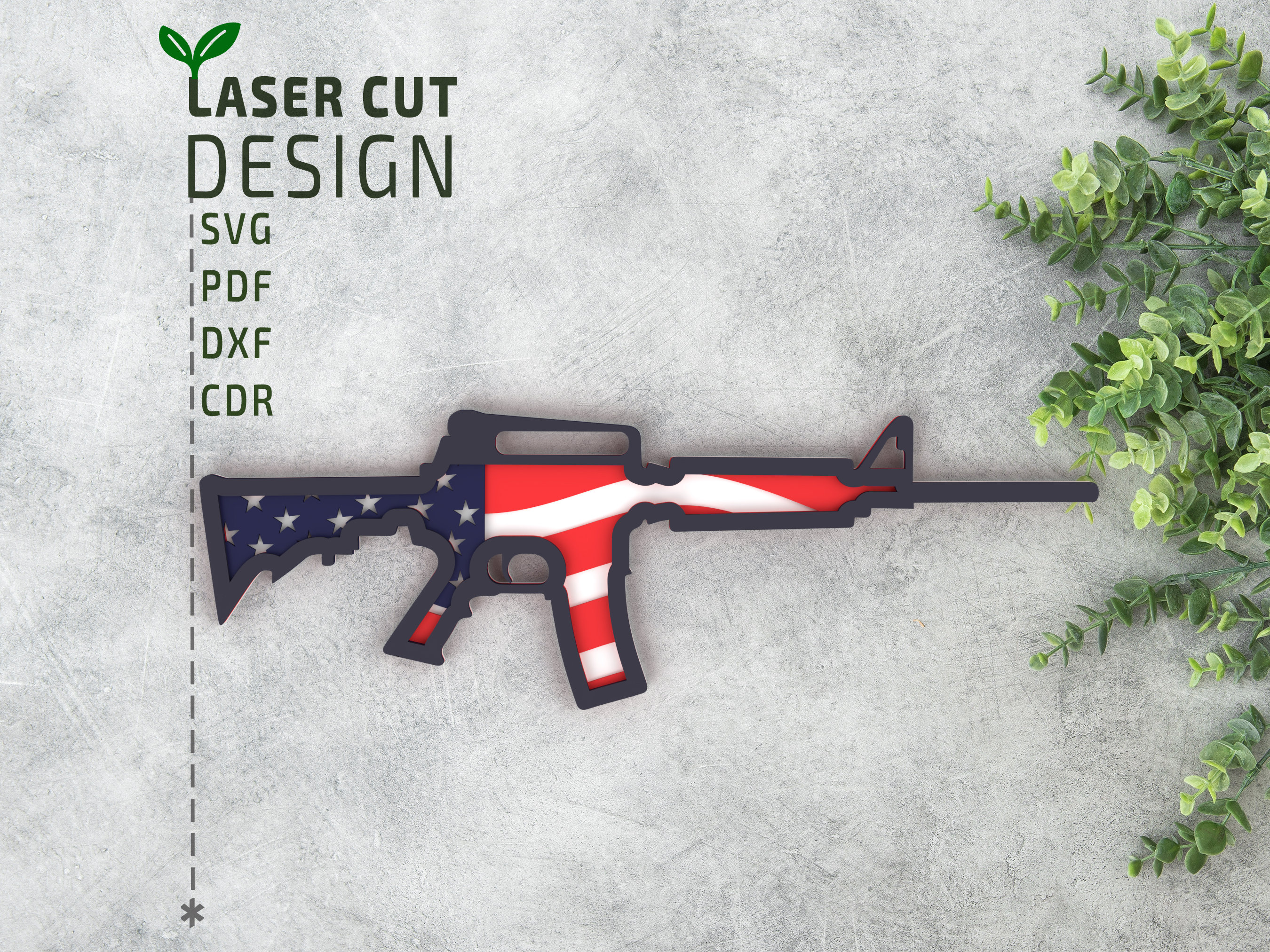 M4 M16 Rifle American Flag Layered SVG Laser Cut File, Glowforge ...
