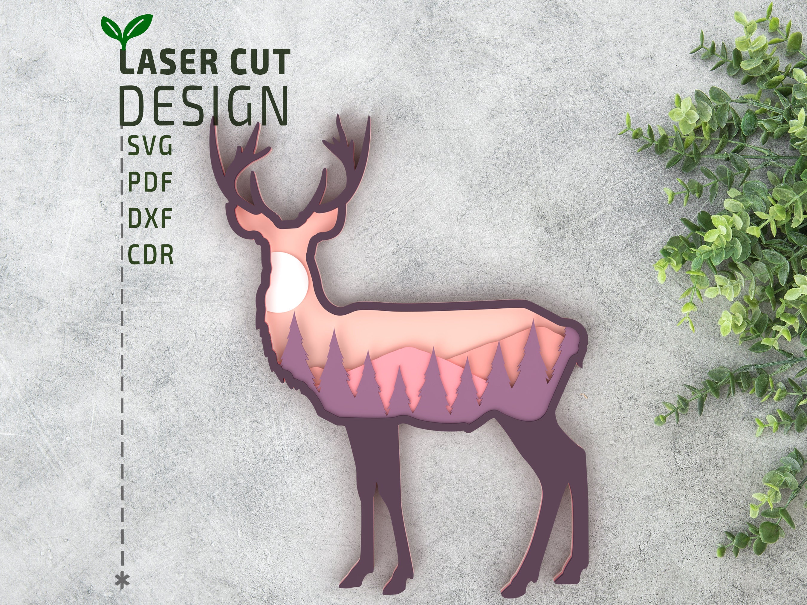 Deer Laser Cut Files SVG Layered SVG Multilayer Laser Cut - Etsy
