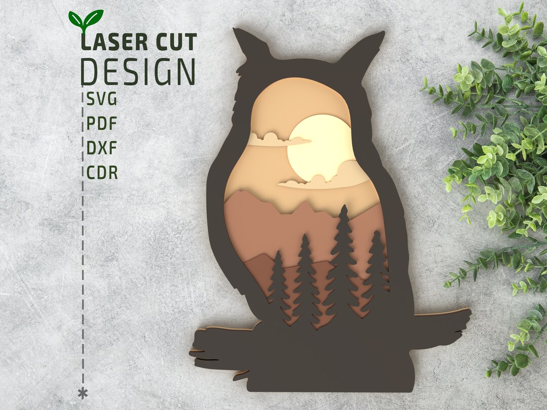 Owl Laser Cut Files SVG, Layered SVG, Multilayer Laser Cut File, Cricut ...