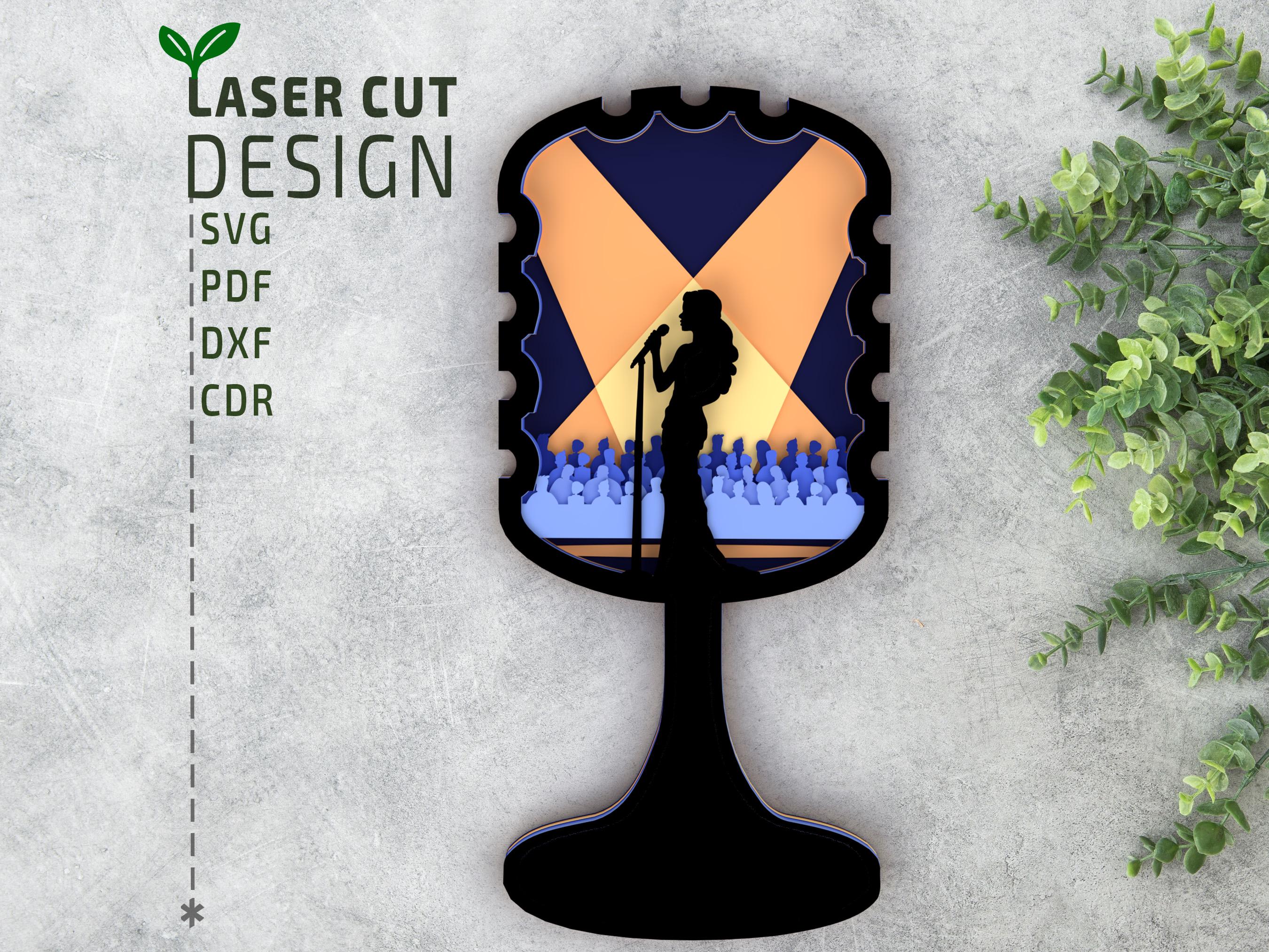 Microphone Laser Cut File – Layered SVG Multilayer 3D Papercut Design ...