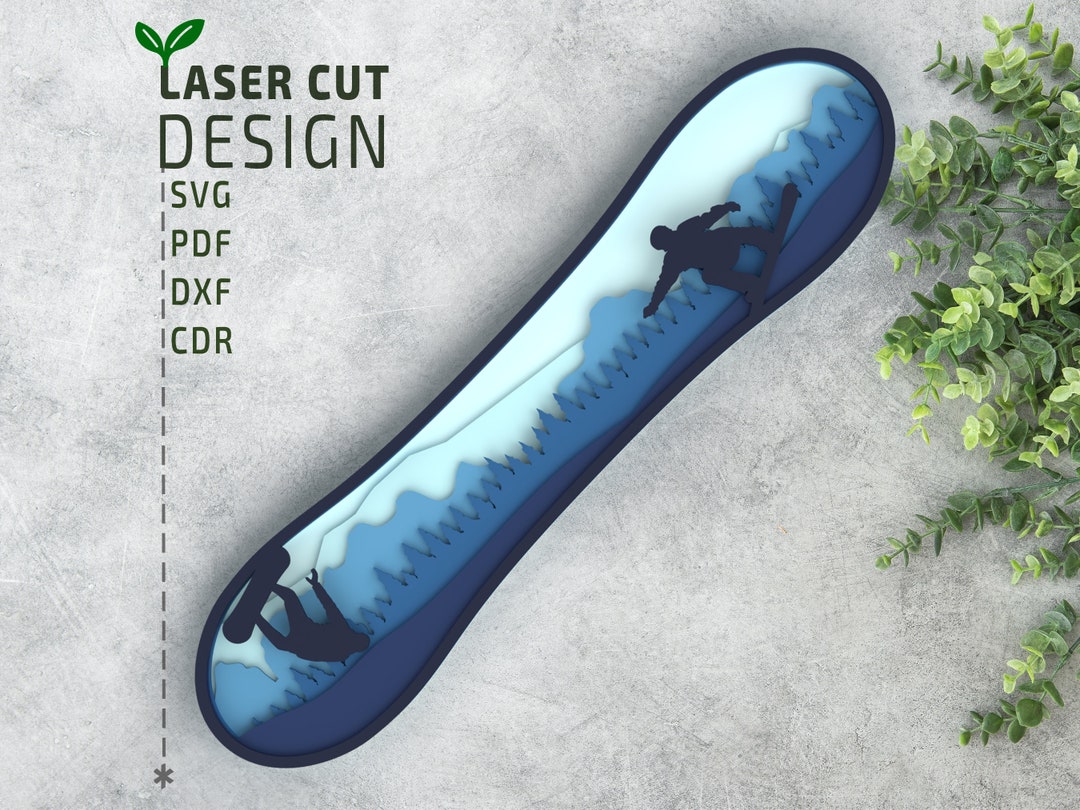 Snowboard With Forest Scene Layered SVG Laser Cut File for Glowforge ...