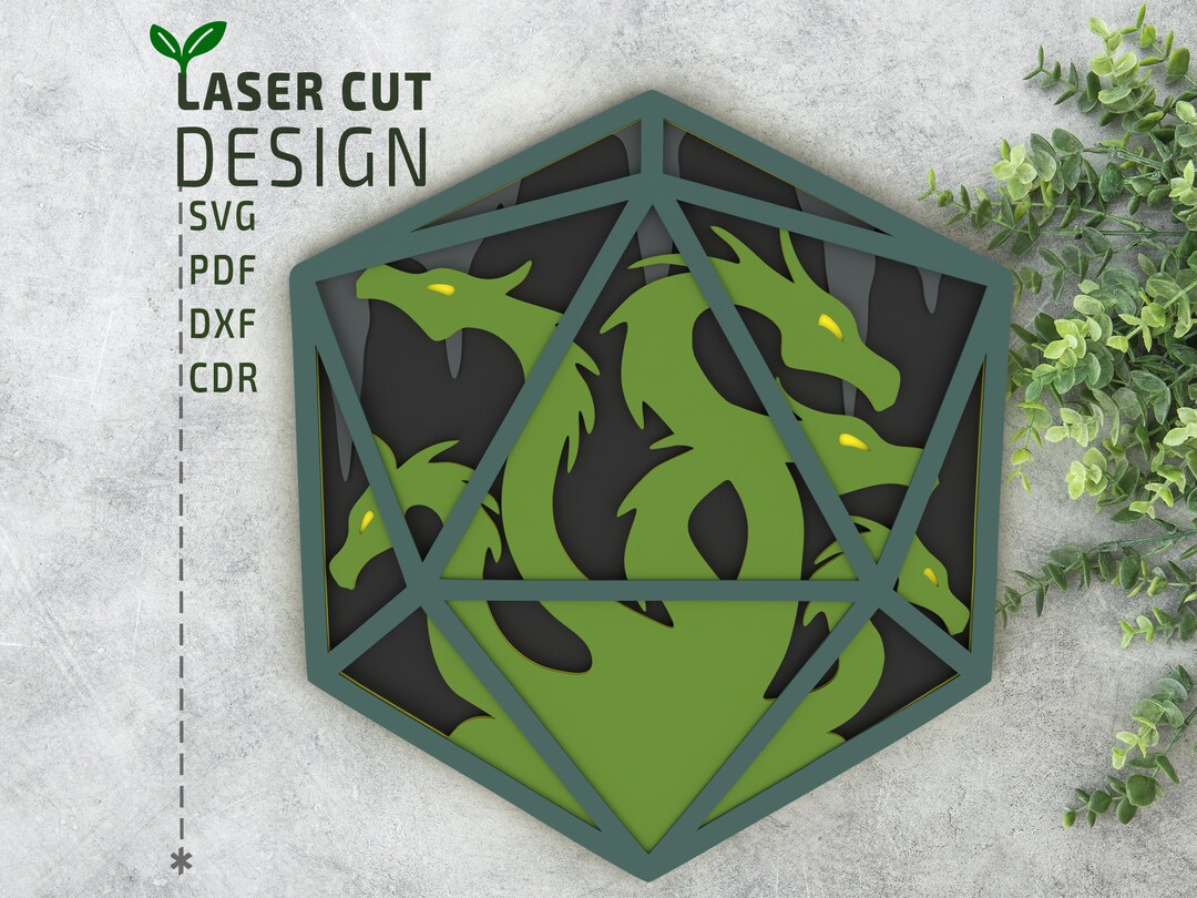 D20 Hydra Layered SVG Laser Cut File for Glowforge , Multilayer 3d ...