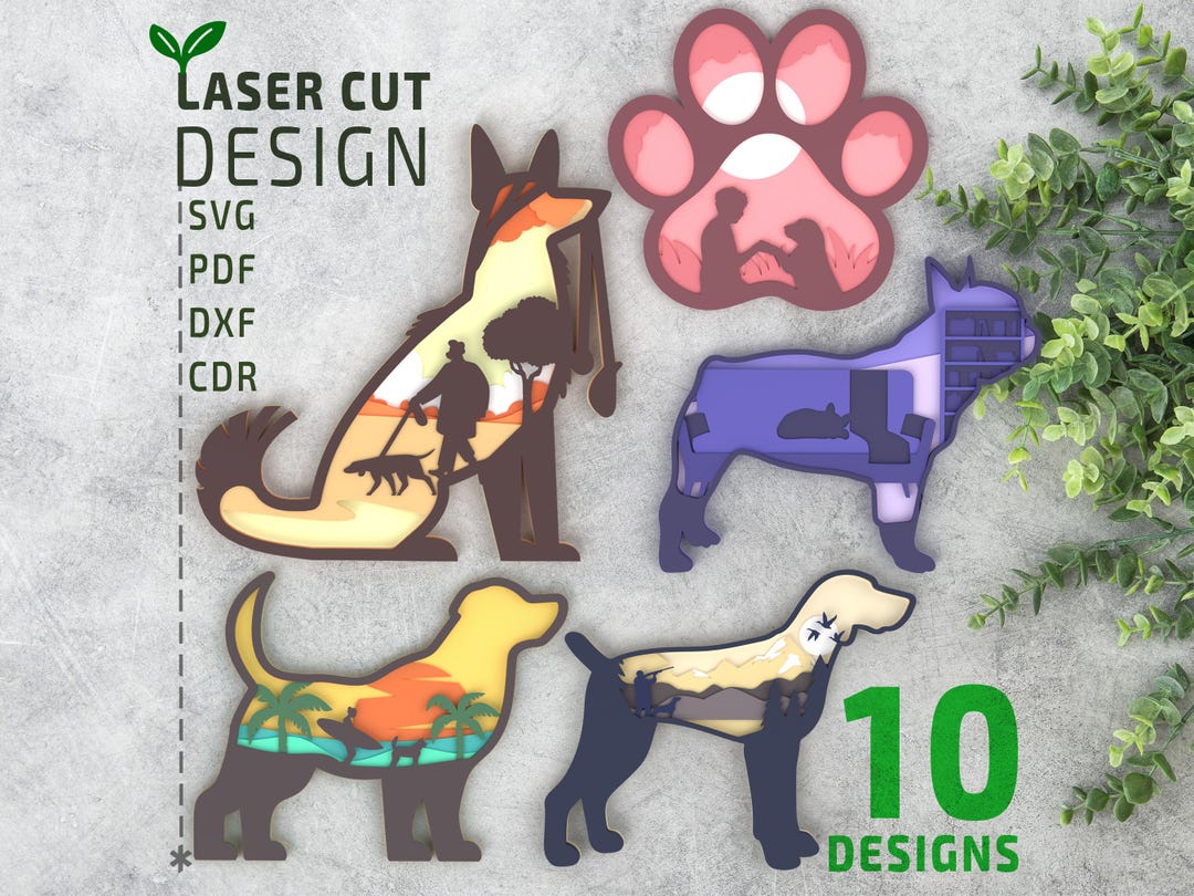 Dog Bundle Layered SVG Laser Cut Files, Multilayer Svg, 3d Svg, Cricut ...