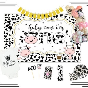 Holy Cow I Am One; First Birthday, Farm First Birthday, Cow First ...