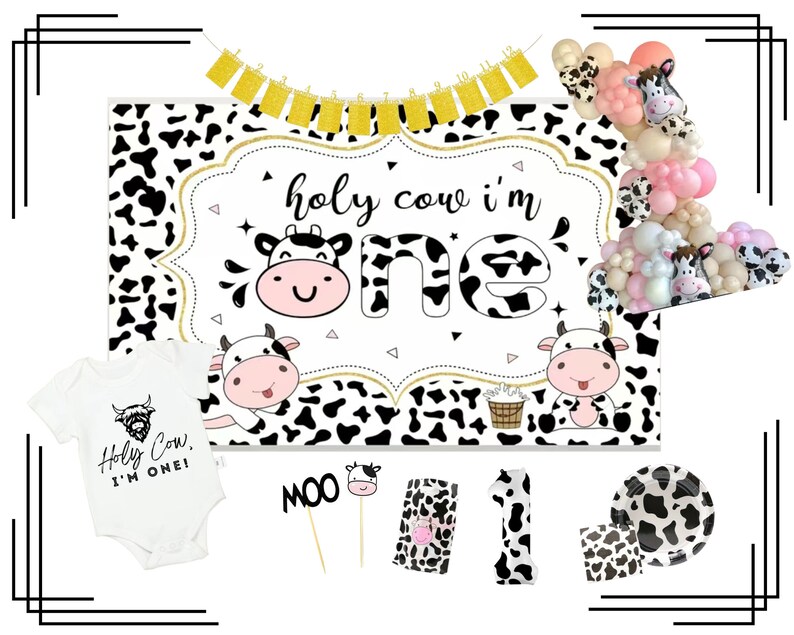 Holy Cow I Am One; First Birthday, Farm First Birthday, Cow First ...