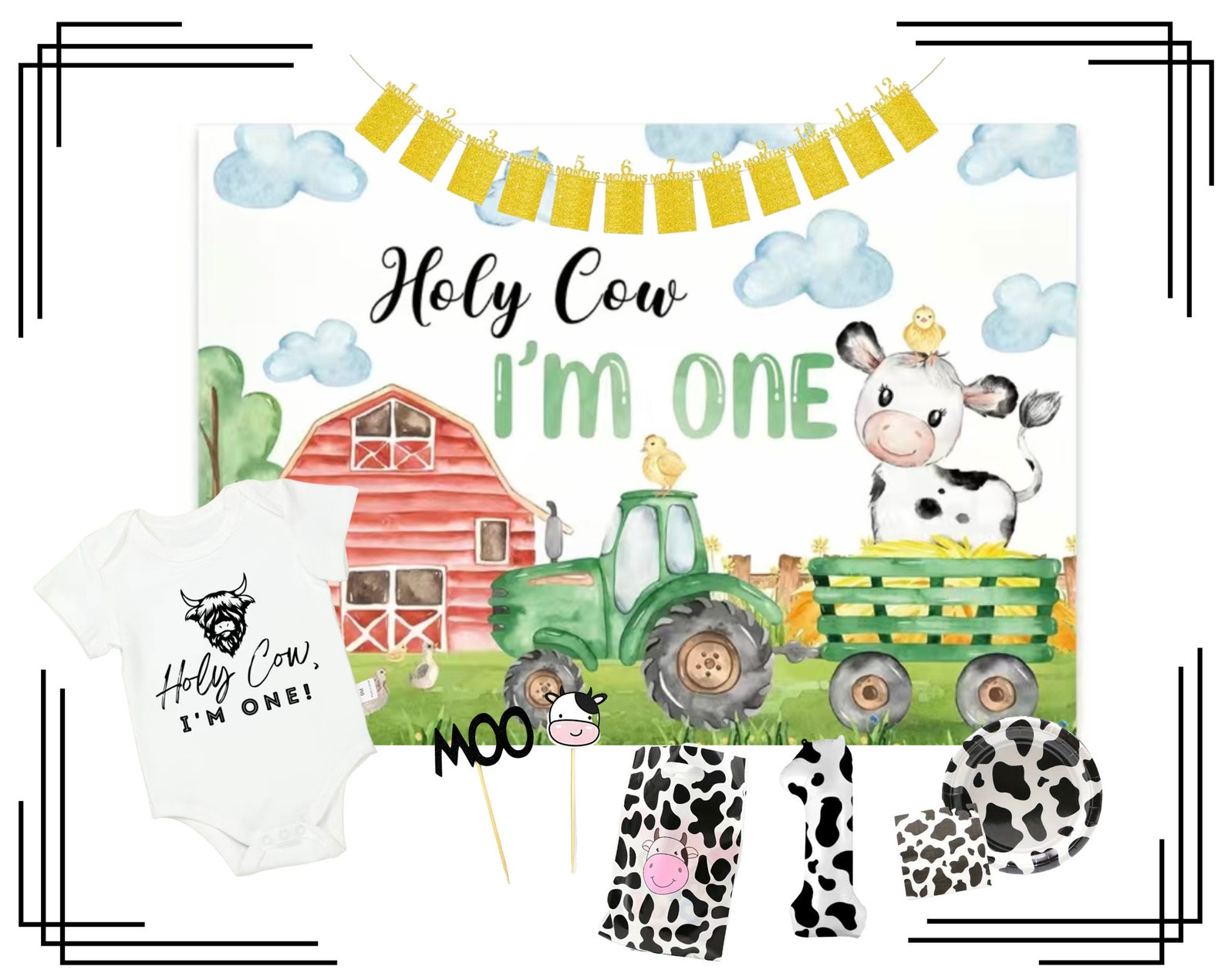 Holy Cow I Am One; First Birthday, 1st Birthday, Farm, Farm First ...