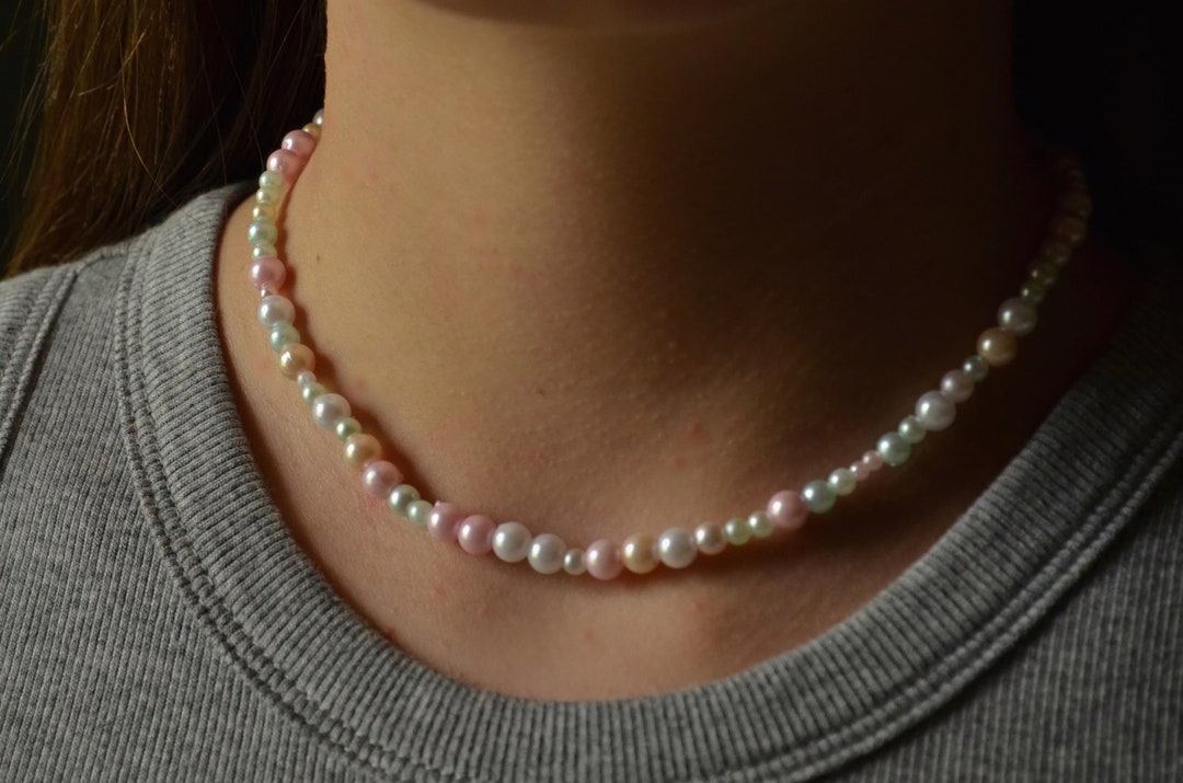 Mixed Faux Pearl Necklace || Beaded VSCO Necklace - Etsy