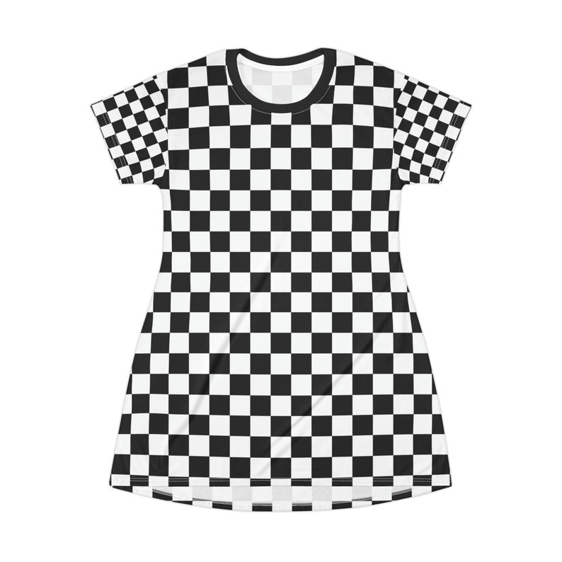 Checkered Flag T-shirt Dress for Women, Teen Checkered Mini Dress ...
