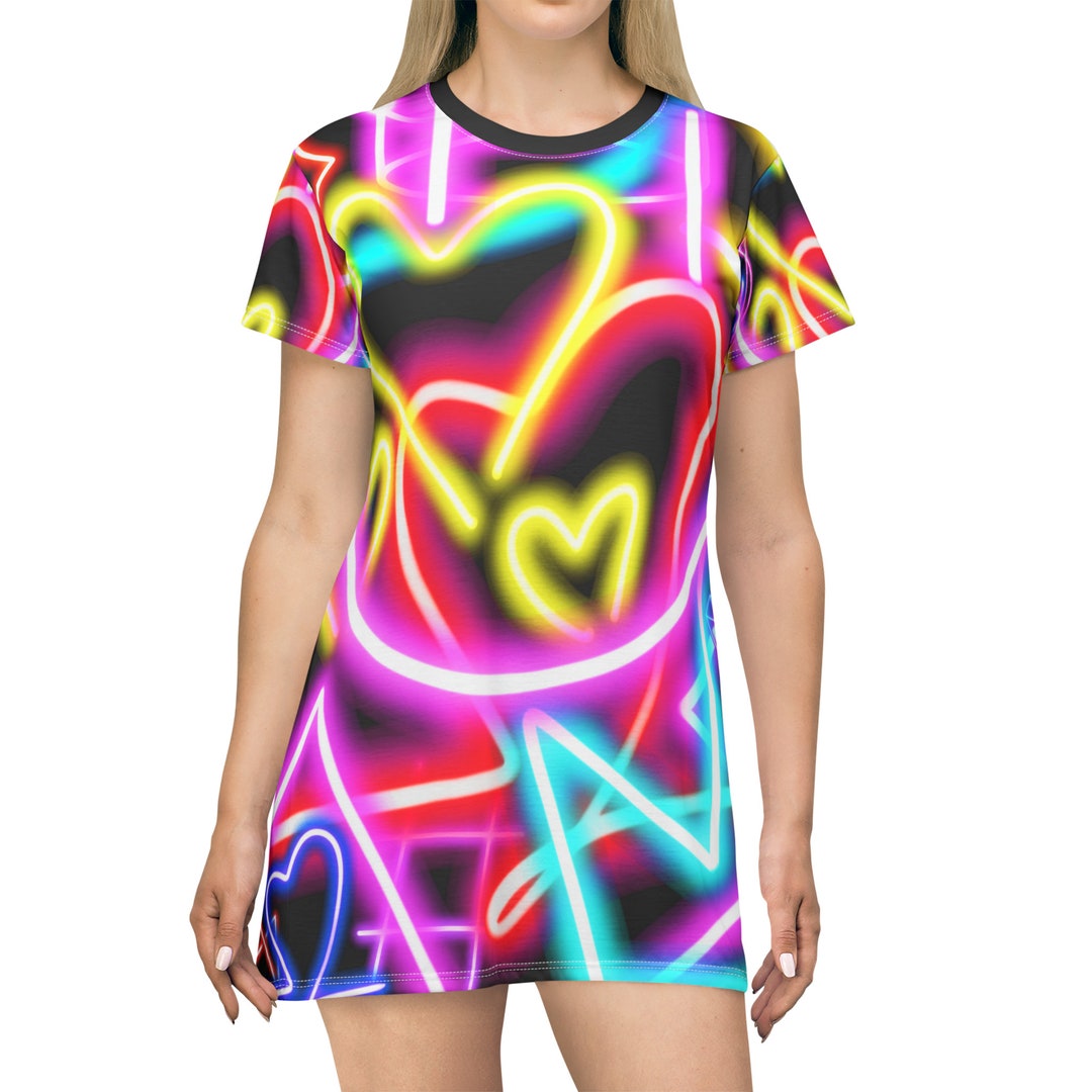 Neon T-shirt Dress Neon Teen T-shirt Dress Psychedelic - Etsy