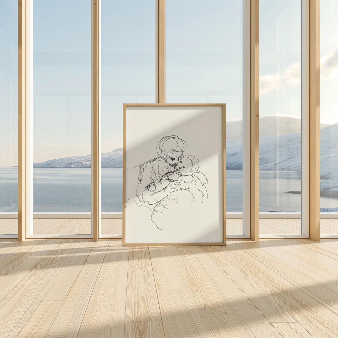 Mother Son Drawing Pencil Sketch Maternal Love Digital Download Studio ...