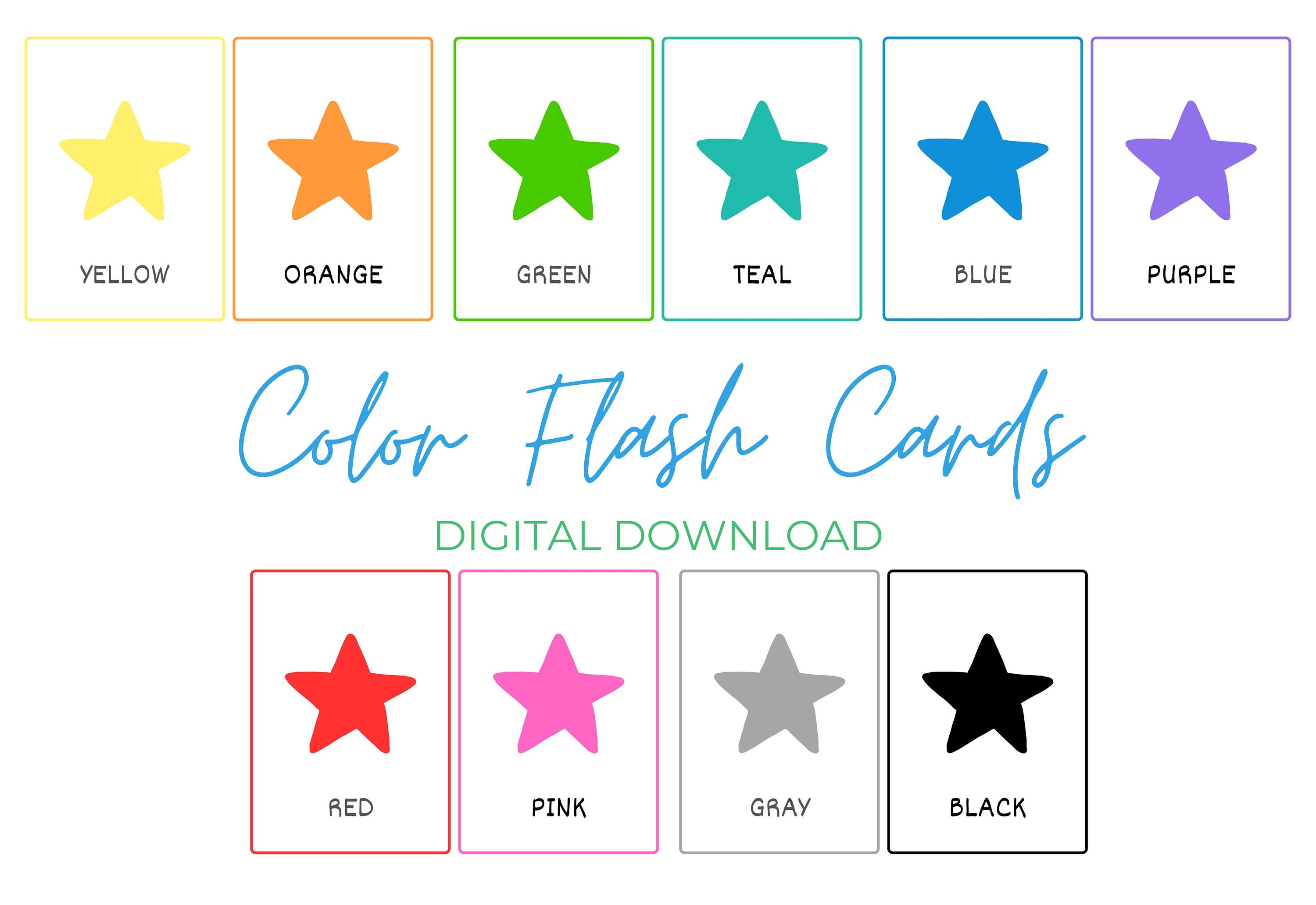 Rainbow Color Flash Cards, Learning Colors Flash Cards, PRINTABLE Home ...