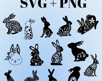Floral Standing Bunnies SVG, Easter Decor, Easter Rabbits Svg, Bunny ...