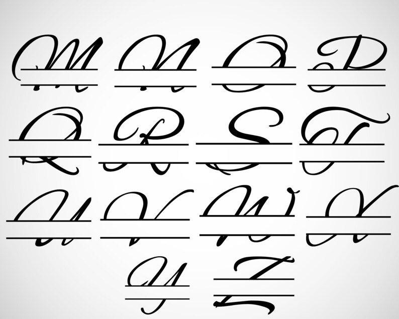 Split Monogram Alphabet SVG and PNG, Split Monogram Frame Alphabet, Cut ...