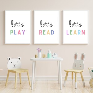 Let's Play Let's Read Let's Learn Let's Create Set of 4 Playroom Prints ...