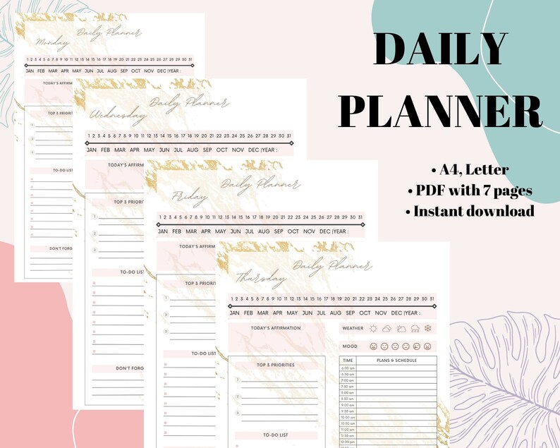 Printable Daily Planner Day Planner Printable iPad Planner Daily ...