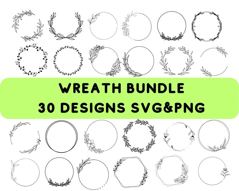 Wreath Svg Bundle, Circle Svg Bundle, Floral Wreath Svg, Heart Laurel ...