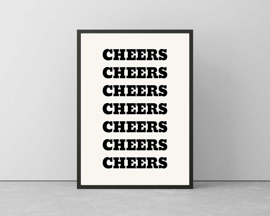 Cheers Print Bar Cart Wall Decor, Bar Cart Accessories, Bar Cart ...