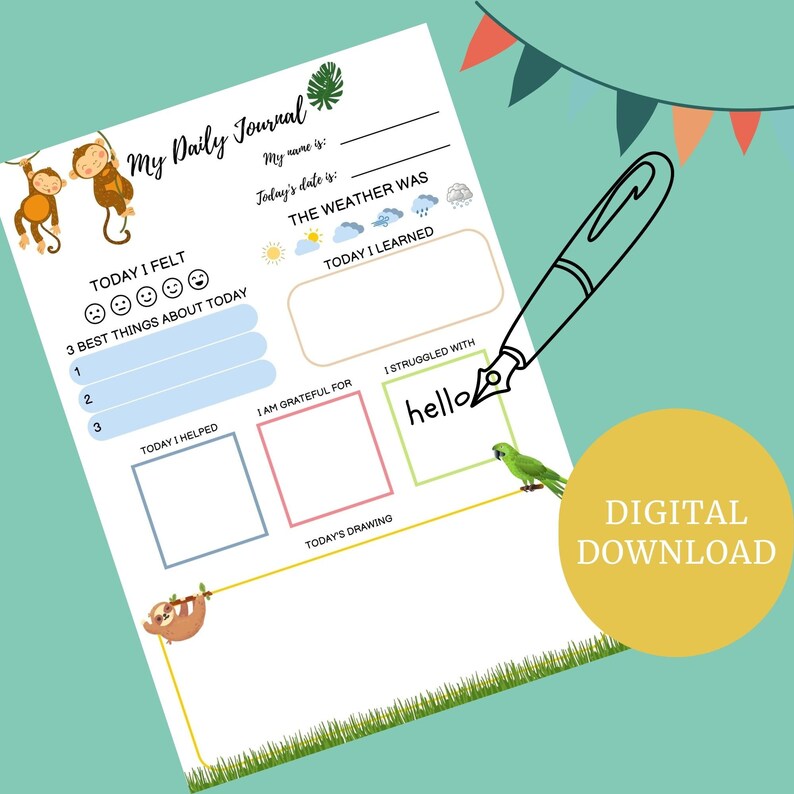 Kids Daily Journal Printable Journal for Kids Diary for Children Kids ...