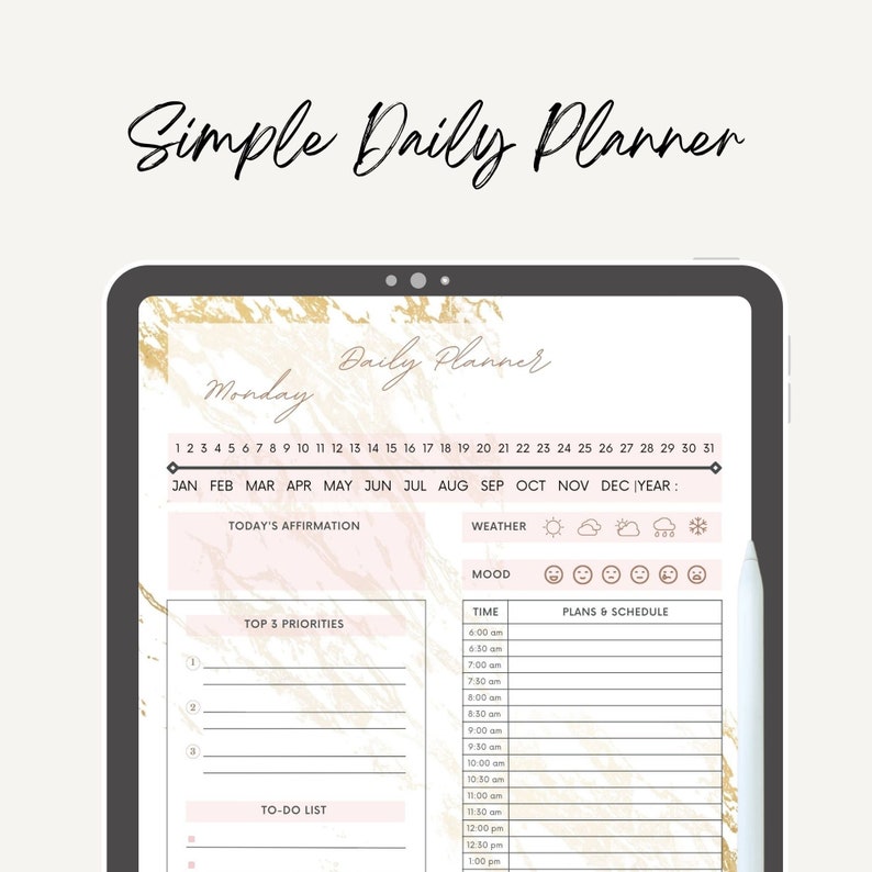 Printable Daily Planner Day Planner Printable iPad Planner Daily ...