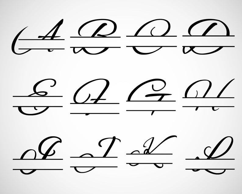 Split Monogram Alphabet SVG and PNG, Split Monogram Frame Alphabet, Cut ...